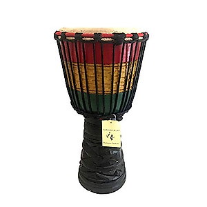 JIVE Djembe Drum Bongo Congo Hand Carved SOLID Mahogany Wood Drum LARGE 16" High African Rasta Drum - Professional Quality - JIVE BRAND