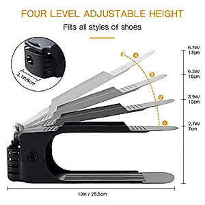 ZNCMRR Shoe Slots Organizer for Closet 20 Pack Adjustable Shoe Stacker Space Saver,Double Layer Shoe Rack Organizer Holder Black