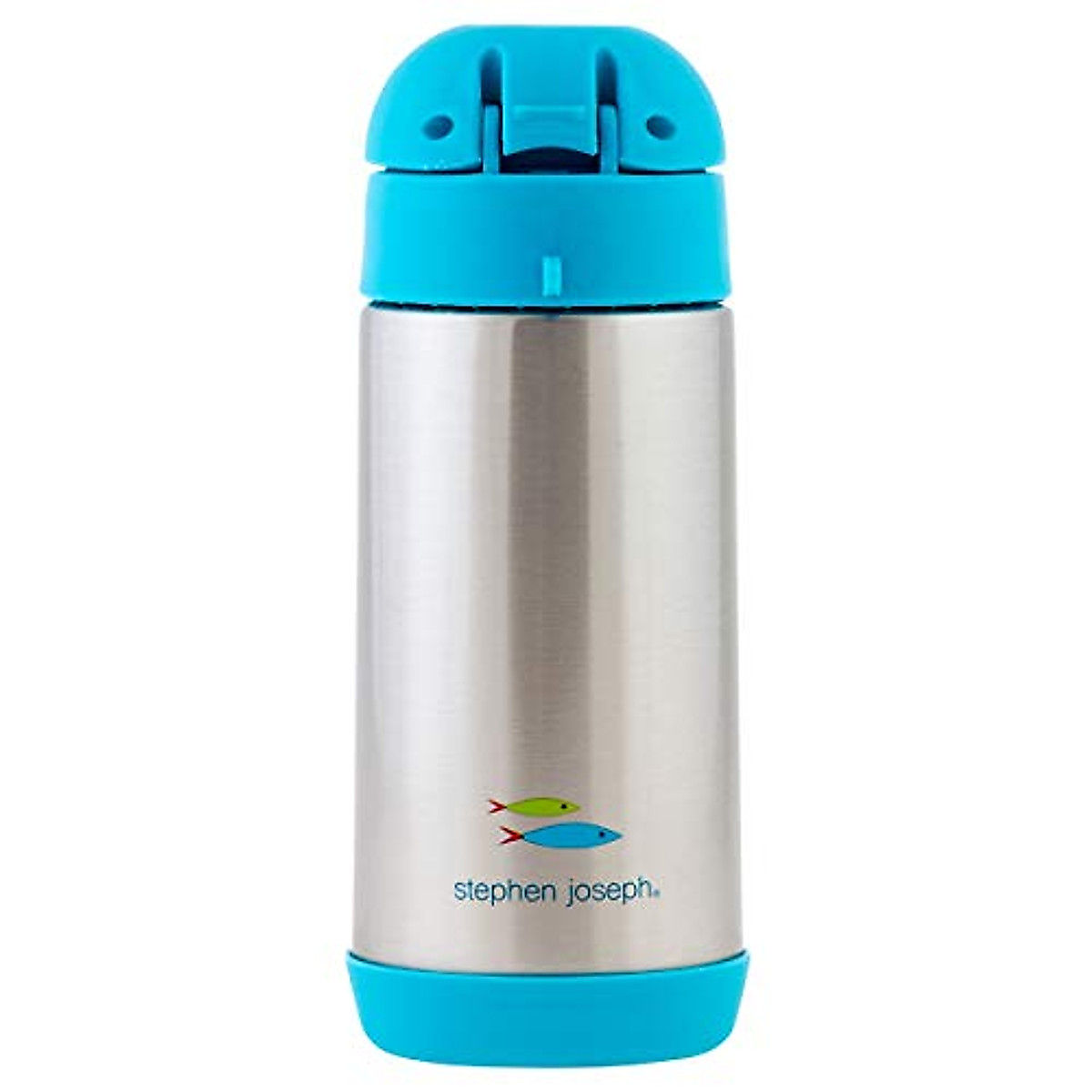 Stephen Joseph Double Wall Stainless Steel Bottles, Insulated Water Bottle for Kids Toddlers, Vacuum Insulated Bottle with Straw, BPA-Free Water Bottle – 11.8 Ounces, SHARK