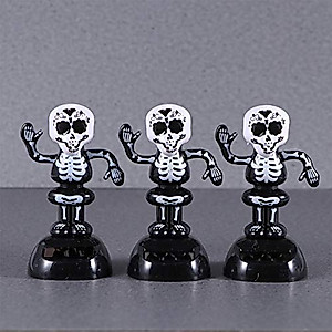 Car Dashboard Skull Halloween Car Dashboard Bobblehead Toy Scary Solar Powered Dancing Ghost Shaking Head Toy Table Desk Car Ornament Solar Bobblehead Figures