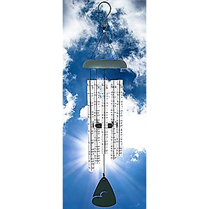 Memorial Wind Chimes Gift Set for Loss of a Loved one Silver 35" Long deep Tones Chimes Always Near Poem Remembrance/Memorial Chimes Gift Set, Sympathy Card and Gift Box Included