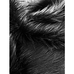 Sasha Black 2 Inch Long Pile Soft Luxury Faux Fur Fabric Fursuit, Cosplay Costume, Photo Prop, Trim, Throw Pillow, Crafts