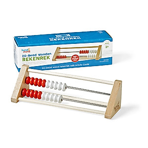 hand2mind 20 Bead Wooden Rekenrek, Abacus for Kids Math, Math Manipulatives Kindergarten, Counting Rack for Kids, Counters for Kids Math, Educational Toys for Elementary Kids (Set of 1)