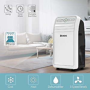Ukoke USPC01W Smart WiFi Portable Air Conditioner, Works with Alexa & Mobile App Control, 12000BTU, 4 in 1 AC Unit with Cool, Heat, Dehumidifier & Fan, up to 400 Sq. ft, White