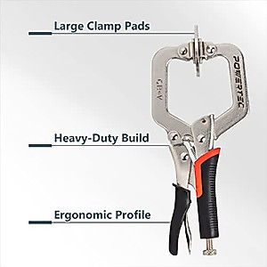 POWERTEC 71641 2-Inch, Face Clamps, C-Clamp with Ergonomic Grip and Adjustable Swivel Pads for Woodworking, Pocket Hole Joinery - 2PK