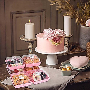 LOADSFUN 60 Pack Charcuterie Boxes with Clear Lids, 5 Inches Paper Cake Boxes Cookie Square Boxes with Windows, Disposable Food Containers for Strawberry Dessert, Sandwich