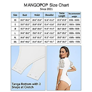 MANGOPOP Women's Bodysuit Ruffle Mock Turtle Neck Polka Dot Sheer Mesh Puff Short Sleeve Slim Fit Body Suit Tops Casual Sexy (L, B Short Sleeve White)