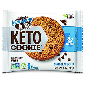 Lenny & Larry's Keto Cookie, Chocolate Chip, Soft Baked, 9g Plant Protein, 3g Net Carbs, Vegan, Non-GMO, 1.6 Ounce Cookie (Pack of 12) packaging may vary