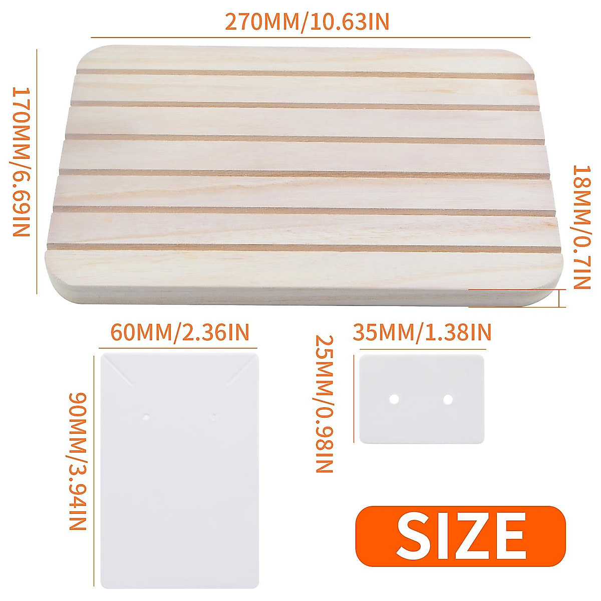 JMKTOOL Wood Earring Display Stand Set, 50pcs Earring Cards, 50pcs Necklace Earring Cards and 1pcs Wood Block Jewelry Display Holder for Selling Jewelry Organizer Displaying Photos Business Card