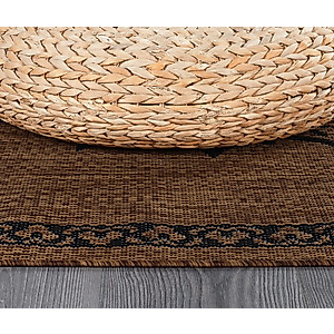 CAMILSON Indoor Outdoor Rug, 9x12 Medallion Nut Brown Black Modern Area Rugs for Large Indoor and Outdoor Patios, Kitchen and Hallway Mats, Washable Porch Deck Outside Carpet (Nut Brown Black, 9x12)