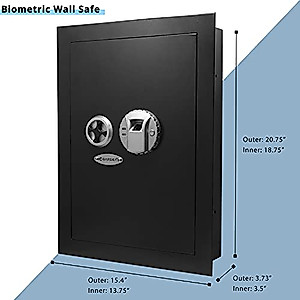 Barska Biometric Fingerprint Security Wall Safe 0.52 Cubic Ft