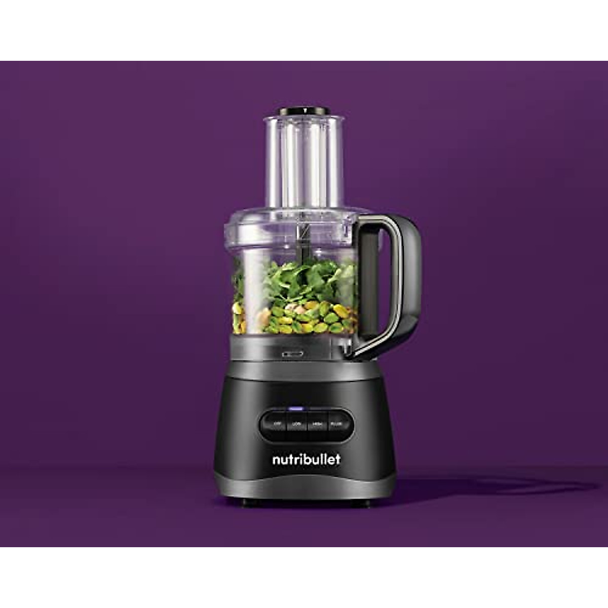 nutribullet NBP50100 Food Processor 450-Watts with 7-Cup Capacity and Stainless Steel Slice, Shred, Chop and Dough Attachments, Black