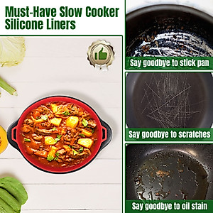 Silicone Crock Pot Liners, FRTIM Reusable Slow Cooker Liners Fit 7-8 Quart Oval Slow Cookers Leakproof Dishwasher Safe Cooking Pot Liner 1PCS - Red