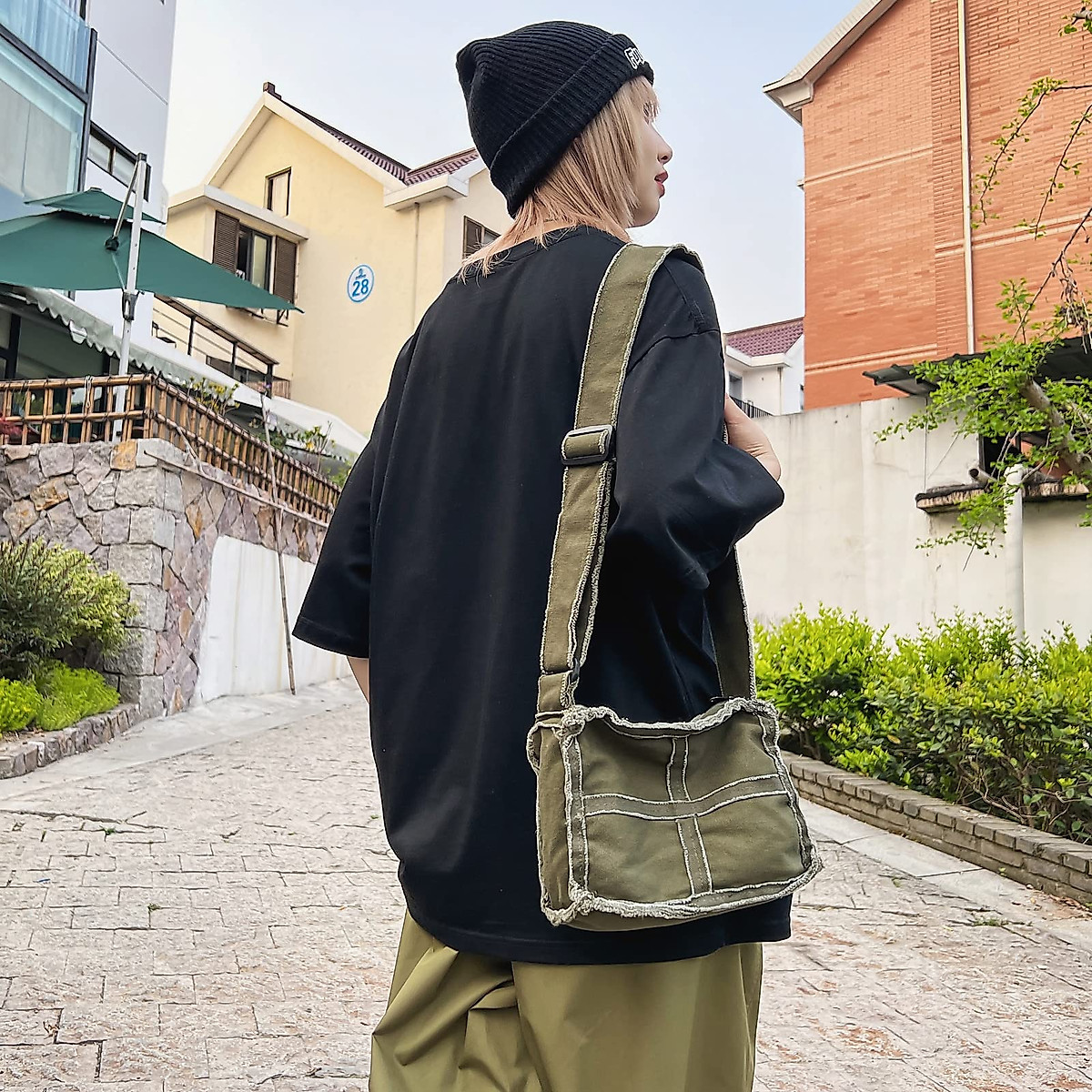 Micmores Hobo Bags for Women Grils Small Crossbody Purse Y2K Canvas Tote Bag Stylish Handbag Fashion shoulder Bag (Off White)