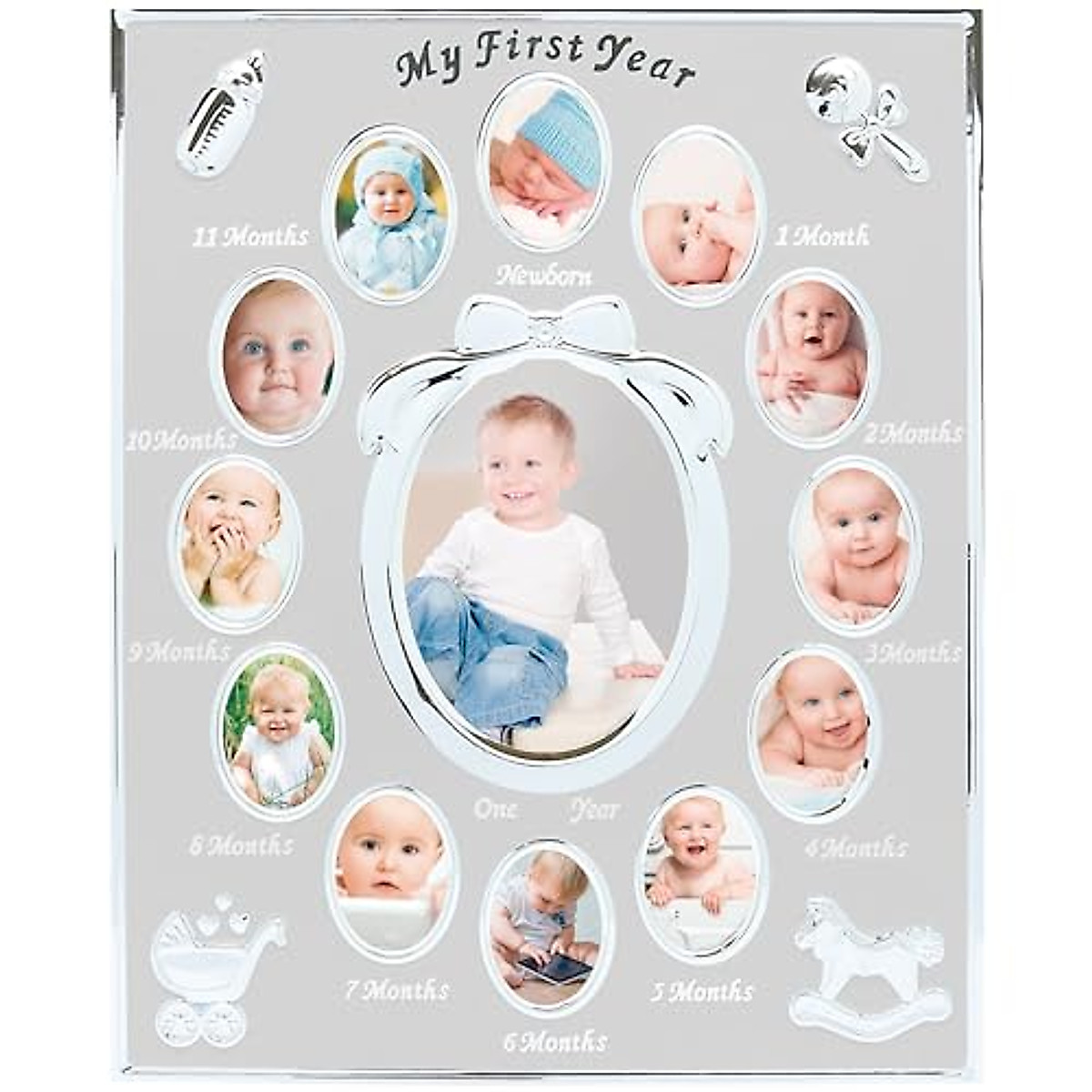 tiny ideas Baby's My First Year 12-Month Picture Frame, Silver