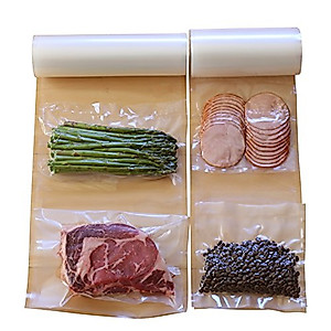 Simple Houseware Vacuum Sealer Bags Food Sous Vide Roll, 2-Pack (11" x 50' and 8'' x 50', total 100 feet)