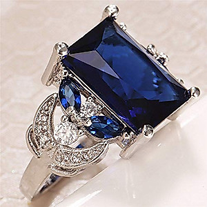 925 Sterling Silver Ladies Sapphire Rings Gorgeous Rings Angel Wings Wedding Rings Charming Fashion Marquise Rings Moonstone Diamond Jewelry Casual Accessories Engagement Rings Size 6-10 586 (7)