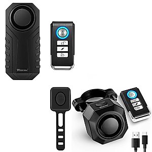 WSDCAM Bike Alarm & Rechargeable Horn Alarm, Loud Anti Theft Vibration Sensor for Scooter, Motorcycle & Vehicle Security