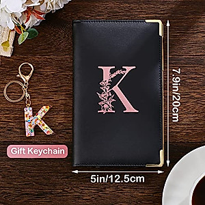 FIODAY Server Books Alphabet Waitress Book Cute Waiter Book Zipper Pocket Leather Serving Book with Gift Keychain Guest Check Book Server Note Pads Holder Fits Server Apron, K