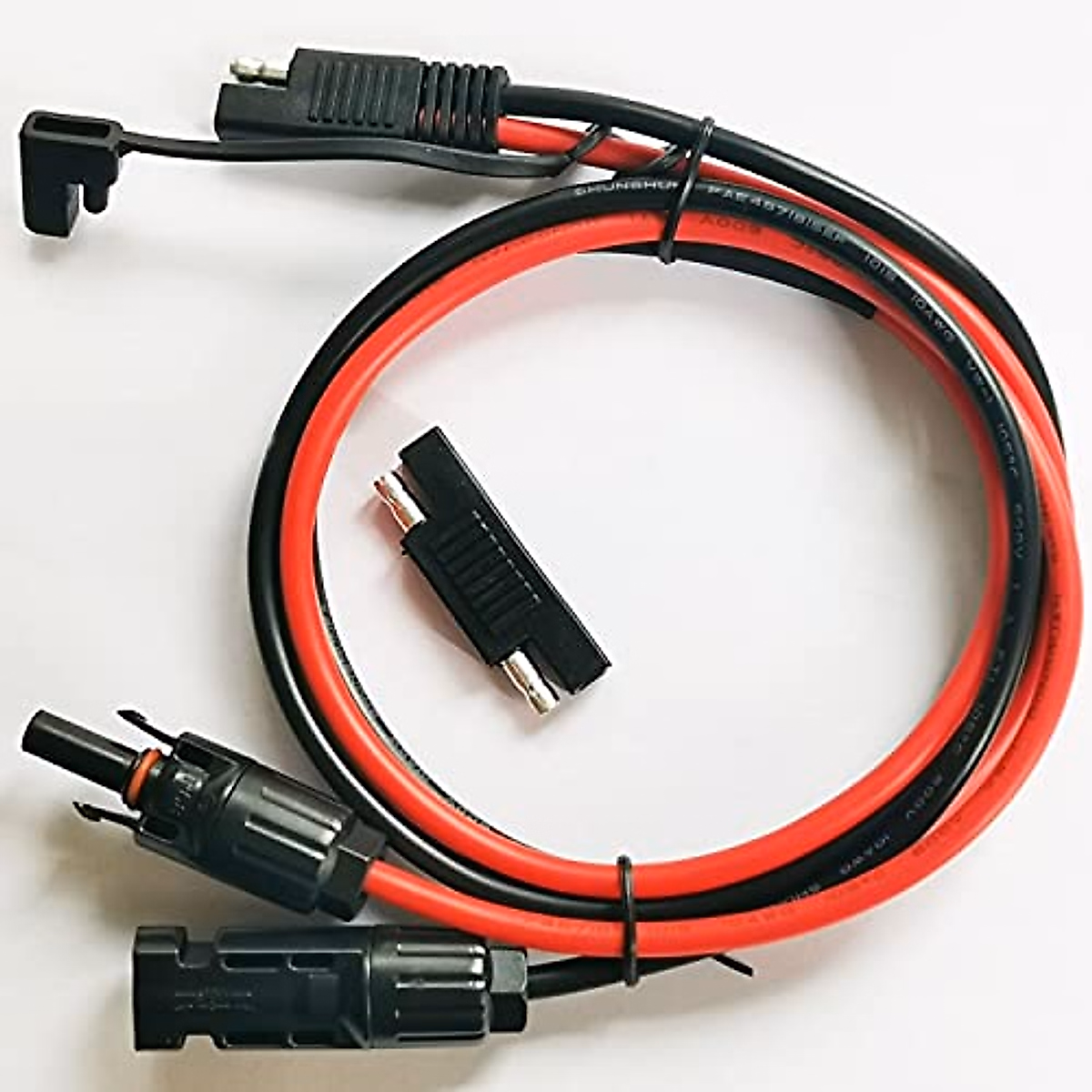 Apoi 10AWG Solar Panel Connectors,SAE to Male & Female Adapter [1m3.3ft] SAE Adapter Extension Cable Wire for RV Solar Panels with SAE to SAE Polarity Reverse Adapters, Black,Red