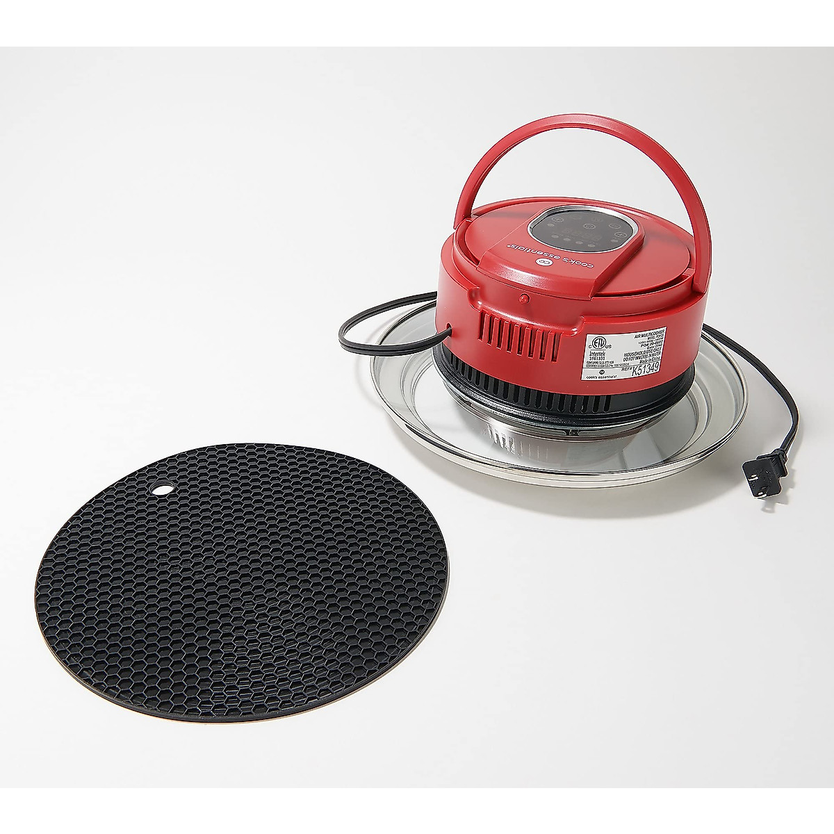 Cook's Essentials Air Fryer Lid for Pots, Pans & Pressure Cooker (Renewed), Red
