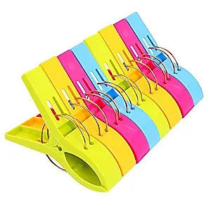 Danmu Colorful Beach Towel Clips, Beach Clips, Towel Clips for Beach Chair, Blankets, Pool Loungers, Cruise (8 Pack) Clothes Pins - Keep Your Towel from Blowing Away - Assorted Color