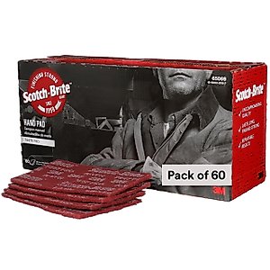 3M Scotch-Brite General Purpose 7447B Hand Pad, Very Fine Grade, 6 in x 9 in, Pack of 60, Aluminum Oxide, Surface Preparation, Scuffing, Blending, Cleaning, Maroon