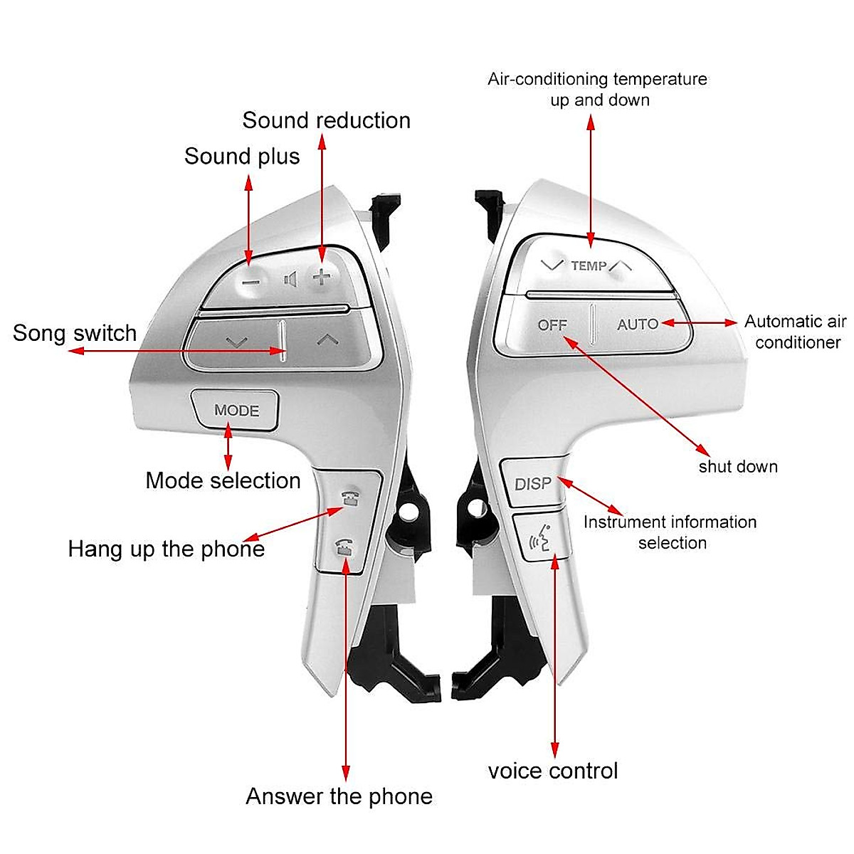 Gorgeri 1 Pair Steering Wheel Button, Multifunction Steering Wheel Control Switch Button Fits for XV40 2007-2011 XU40 2008-2013 (Silver)