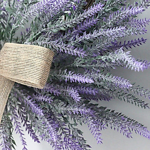 æ— 18 Inch Artificial Lavender Wreath, Silk Lavender Wreath with Bow, Spring Summer Wreath for Front Door Window Wall Wedding Party Home Garden Decor, Purple, 210118XH02-9300-1815254331