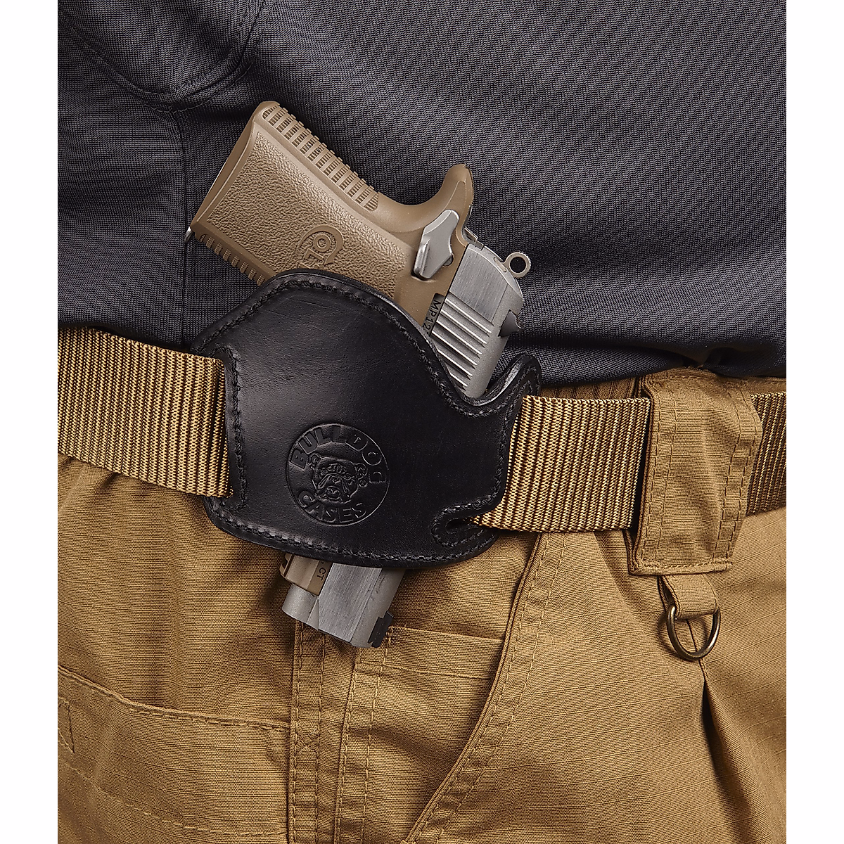 Bulldog Cases LF-S/M Leather Lay Flat Holster, Black, Right