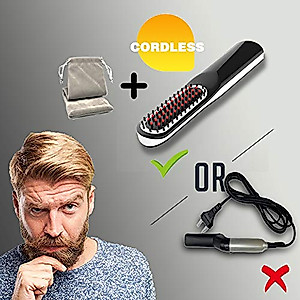 Beard Straightener, Beard Straightening Comb with Cordless/Mini Sized/Auto Shut Off for Traveling, Home, Dating
