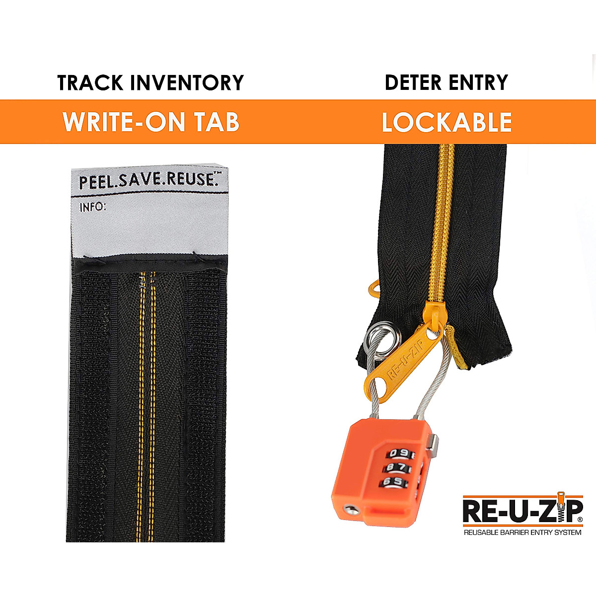 RE-U-ZIP® Heavy-Duty Reusable Dust Barrier Zipper | Starter Kit | Patented Hook & Loop System | Cost-Effective & Reliable | Lockable Safety Feature