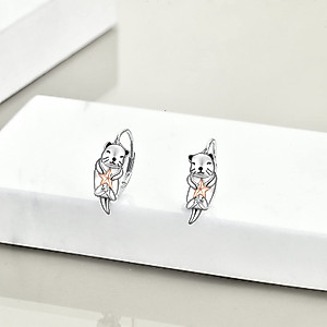 ONEFINITY Otter Gifts for Women Sterling Silver Otter Earrings Sea Otter Jewelry