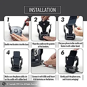 SOLER Phone Swing, Phone Rocker Compatible for Pokemon Go Walker Cellphone Pedometer Accessories (Mute Version)(USB Cable)(Battery Compatible)(Google Fit) Quick Step Earning Device – Black