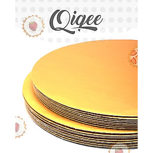 qiqee 6 Inch Gold Cake Boards Round 40-Packs Circles Rounds Base Food-Grade Cardboard Cake Plate(Thinner But Stronger)