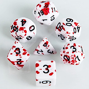 ABOOFAN 14Pcs Blood Splatter Dice Polyhedral Dice Set Bloodstained Acrylic Gaming Dices RPG Games Dices for Tabletop Role Playing Dice Games