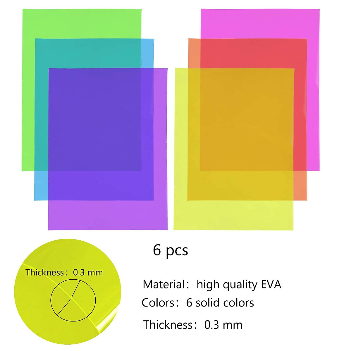 AOUXSEEM Jelly Transparent Leather Vinyl Sheets,Candy Solid Colors Waterproof Faux Leather Fabric Sheets 【6 Pcs/21 x 30 cm】Perfect for Making Bows Earrings Handbags (Bright Solid Colors)