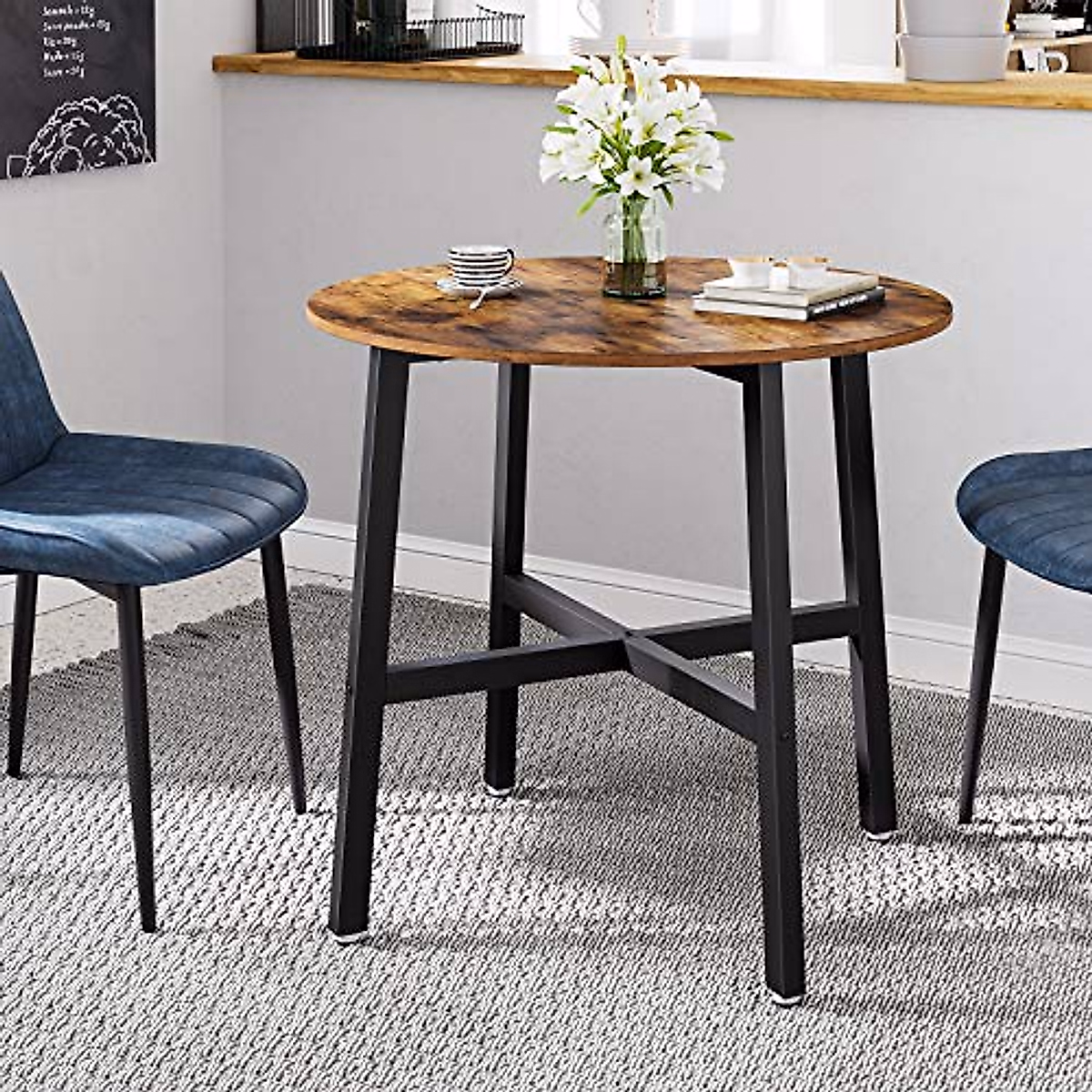 VASAGLE Round Dining Table, for Living Room, Office, Round Top, 31.5 x 31.5 x 29.5 Inches, Brown
