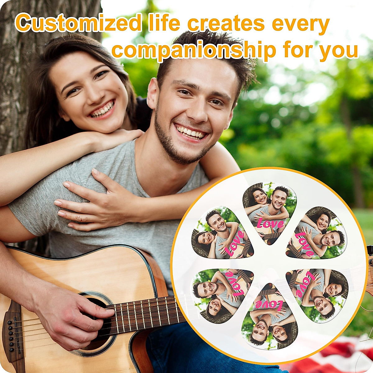 Custom Guitar Picks 6-180 pack Personalized Guitar Picks Set Design Photo Text Name 0.71mm Thin, Electric Guitar Bass Ukulele Accessories Memorial Gift for Men Women (0.71mm Double Sided Printing)