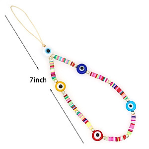 Saida Evil Eye Lucky Y2K Chain For Mobile Phone Wrist Strap Polymer Clay Wristlet String Boho Cell Phone Lanyard Beads Demon Eye key Chains style3