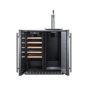 Summit Appliance SWBC3041 30" Wide Built-in Undercounter Indoor/Outdoor Combination Dual Zone Wine Cellar/Kegerator with Tapping Equipment, Digital Thermostat, Adjustable Shelving, Beer Dispenser
