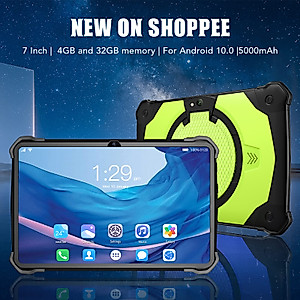 Kids Tablet 7in, ROM32GB Front 5MP Rear 8MP 1960x1080 Record Player Needle 2.4G 5G RAM 4GB Octa Cores 5000mAh for Android10 US Plug 100 to 240V Blue (Green)