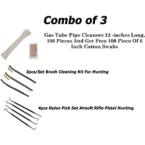 Gas Tube Pipe Cleaners 12 -inches Long, 100 Pieces and Get Free 100 Piece of 6 Inch Cotton Swabs