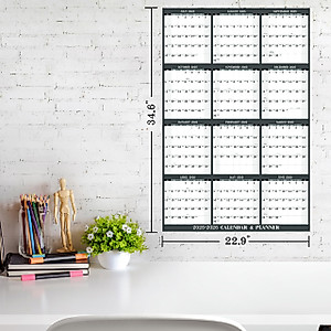 2023 Yearly Wall Calendar - 2023 Dry Erase Wall Calendar, Yearly Wall Calendar 2023 with Julian Date, 34.6" x 22.9" Full Year Wall Calendar, Jan. 2023 - Dec. 2023, Large, Wet & Dry Erase Laminated, Vertical/Horizontal, Reversible - Classic Grey
