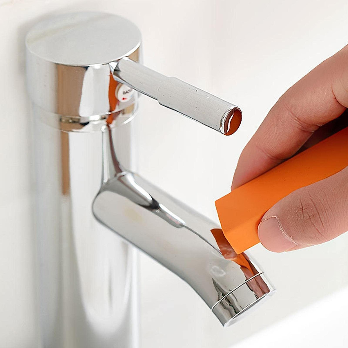 SXRC Stainless Steel Decontamination Artifact Eraser,Easy Limescale Eraser Orange,Reusable Rust Eraser,Cleaning Eraser Bathroom Glass Rust Remover Rubber,for Steel Stainless Surface Kitchen Home