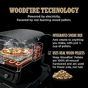 Ninja OO101 Woodfire 8-in-1 Outdoor Oven, Pizza Oven, 700°F High Heat Roaster, BBQ Smoker, Woodfire Technology, Pellets for Woodfire Flavor, Weather Resistant, Portable, Electric, Terracotta Red