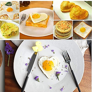 Egg Ring- Fried Egg Mold, 5pcs Different Shapes Stainless Steel Egg Poacher, Non Stick Pancake Shaper Mold With Handles (Silicone)