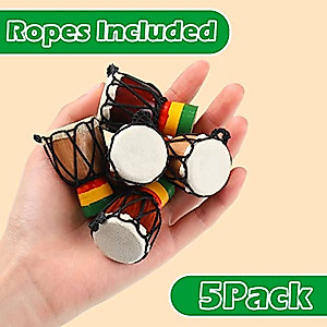 5 Pcs Instrument Necklaces Djembe Drum Mini Pendant African Drum Wooden Classic Hand Congo Drums Jewelry Necklace Drums and Percussion for Teens Men Women Charms, Party Supply Gift for Music Lover
