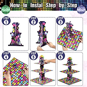 1970's Disco Party Decorations Retro Disco Cupcake Stand 70's Disco Fever Music Party Favors Cupcake Holder Dance Disco Party Dessert Tower for Disco Theme Birthday Party Supplies