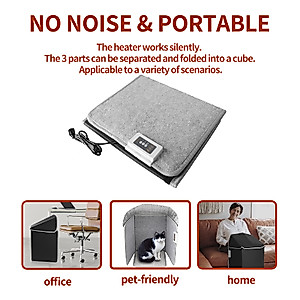 MAXCOM Portable Electric Space Heater with Timer, Extra Warmth for Legs, Ankles, Feet - Foldable & Portable & Quiet-heating - for Office/Under Desk/Home/Kitchen Use